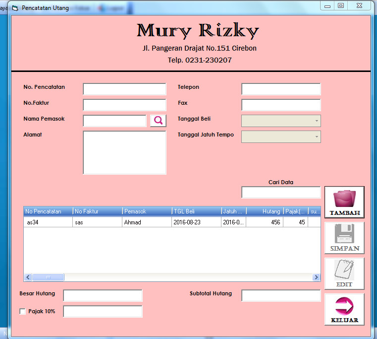 aplikasi pencatatan hutang - JASAKODING